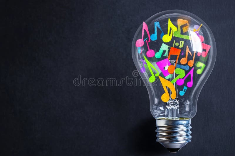 Musical Lightbulb Inspiration Colorful Musical Notes Inside a Lightbulb ...