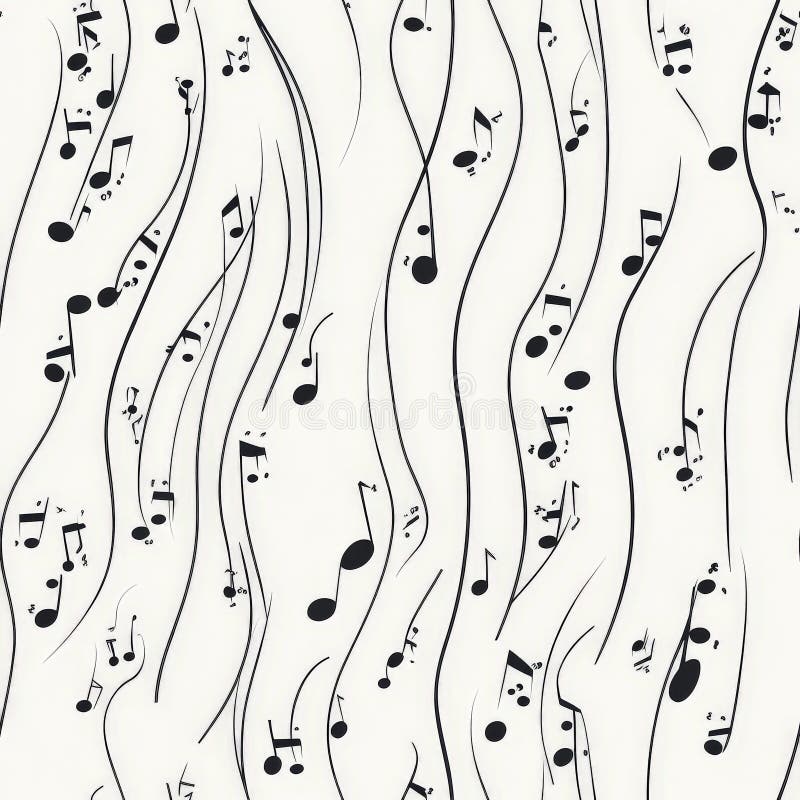 A Musical Line Pattern, Where Curved Staff Lines are Interwoven with ...