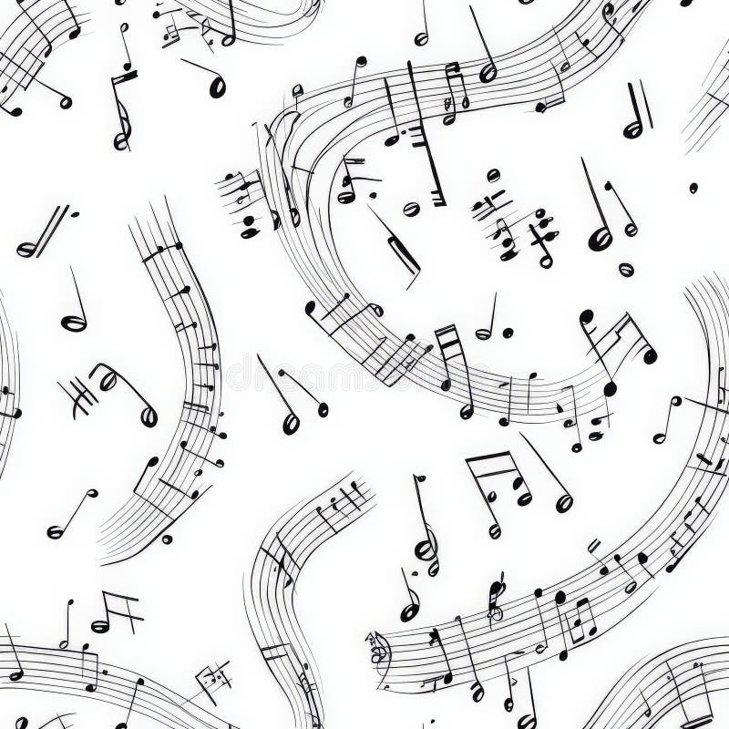 A Musical Line Pattern, Where Curved Staff Lines are Interwoven with ...