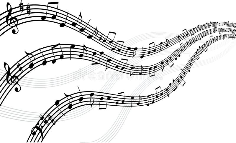 Abstract Musical Lines with Notes Stock Vector - Illustration of paper ...