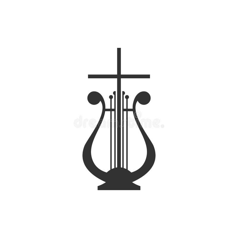 Musical Logo. Harp and Cross Stock Vector - Illustration of choir ...
