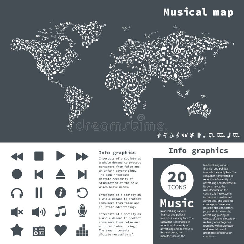 Musical map stock vector. Illustration of microphone - 34695156