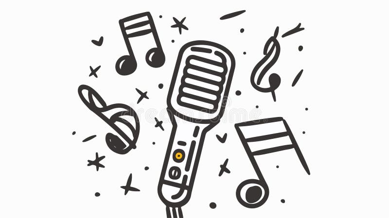 Musical Microphone with Music Note Outline Icon for Creative Projects ...