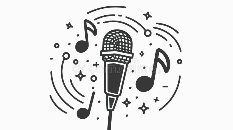 Musical Microphone with Music Note Outline Icon for Creative Projects ...