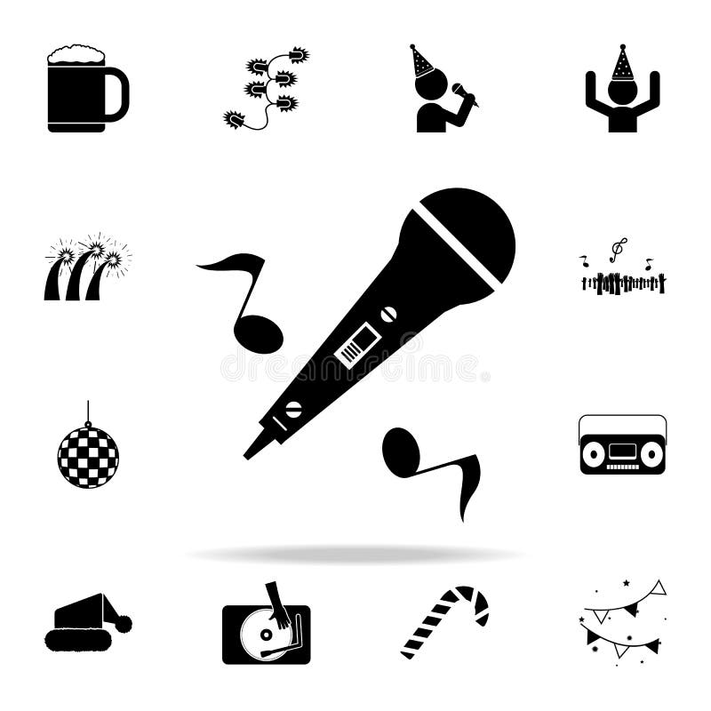 Musical Microphone with Notes Icon. Party Icons Universal Set for Web ...