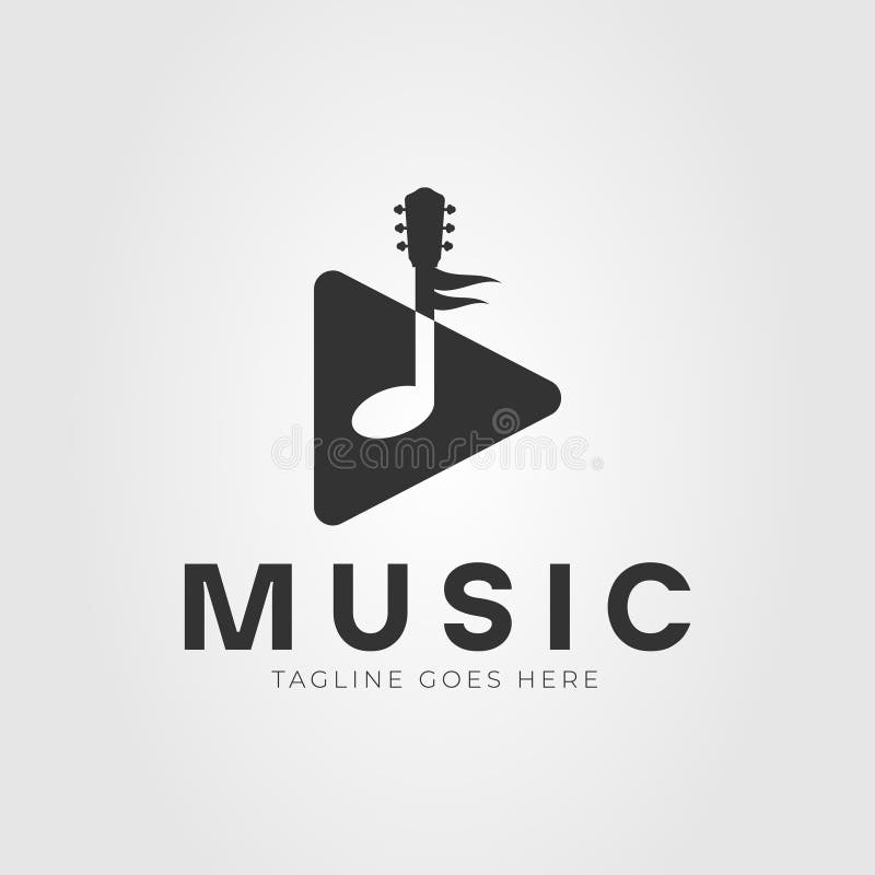 Musical Notation with Headstock Logo. Music Play Button Symbol Vector ...