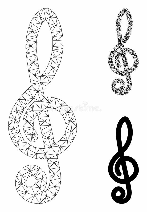 Musical Notation Vector Mesh 2D Model and Triangle Mosaic Icon Stock ...