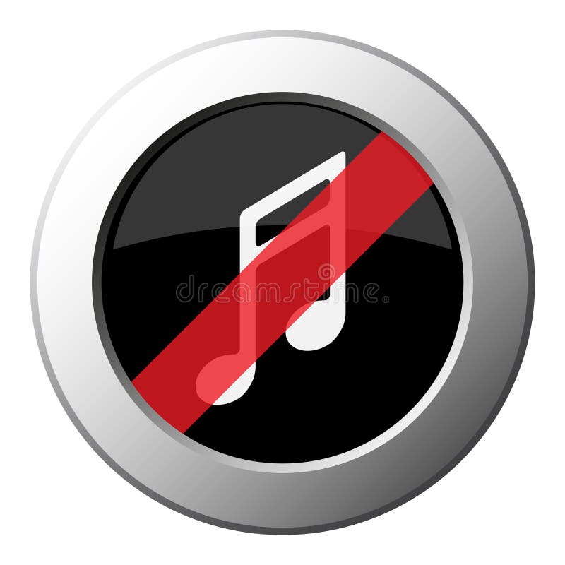 Musical Note - Ban Round Metal Button, White Icon Stock Vector ...