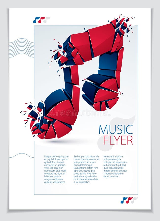 Musical Note Breaking To Pieces and Exploding, Vector 3d Realistic ...