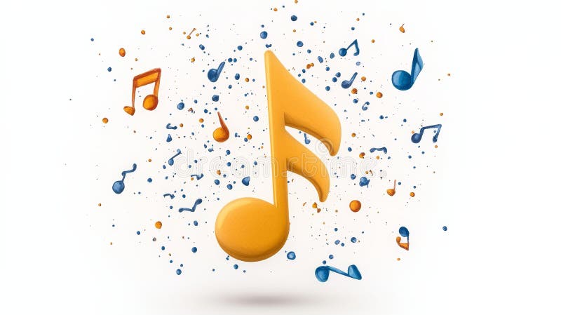 Musical Note Burst a Vibrant 3D Musical Note Surrounded by Smaller ...