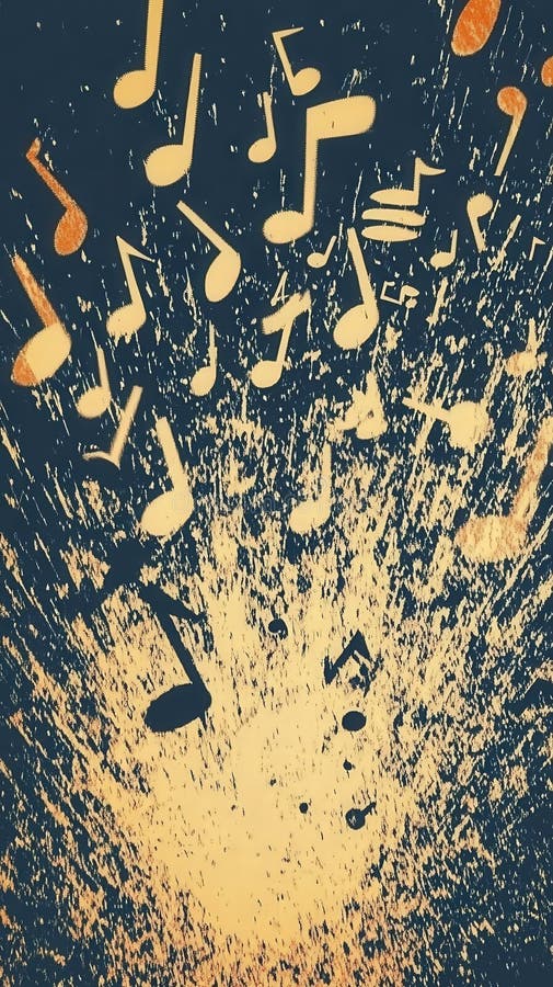 Musical Note Eruption with Radiant Orange Beams Stock Illustration ...