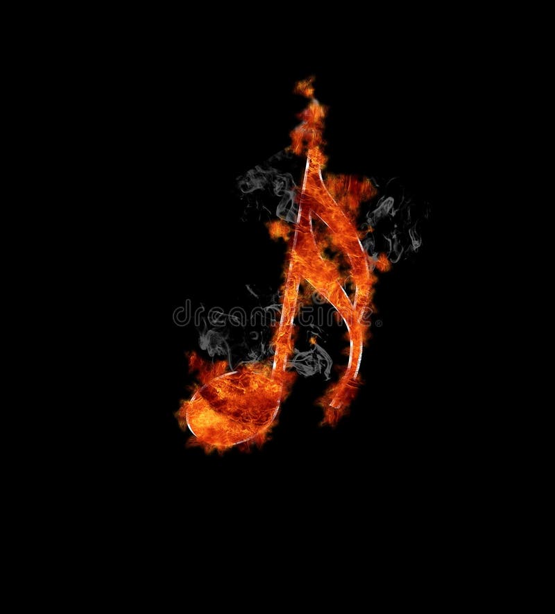 Musical note on fire. stock illustration. Illustration of musical ...