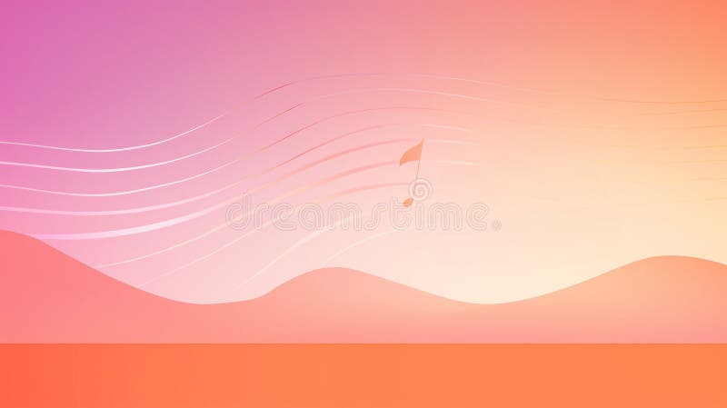 Musical Note Floating on a Colorful Wavy Background with Hills: a ...
