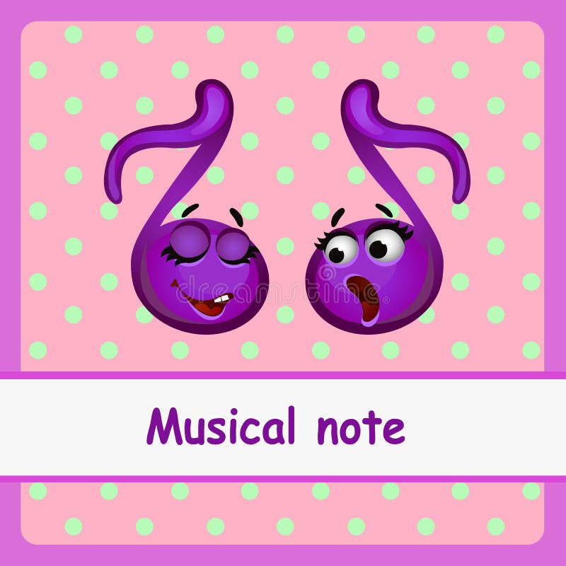 Musical Note, Funny Characters on a Pink Stock Vector - Illustration of ...