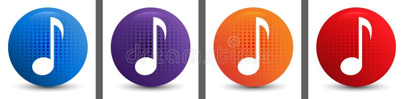Musical Note Icon Abstract Halftone Round Button Set Stock Vector ...
