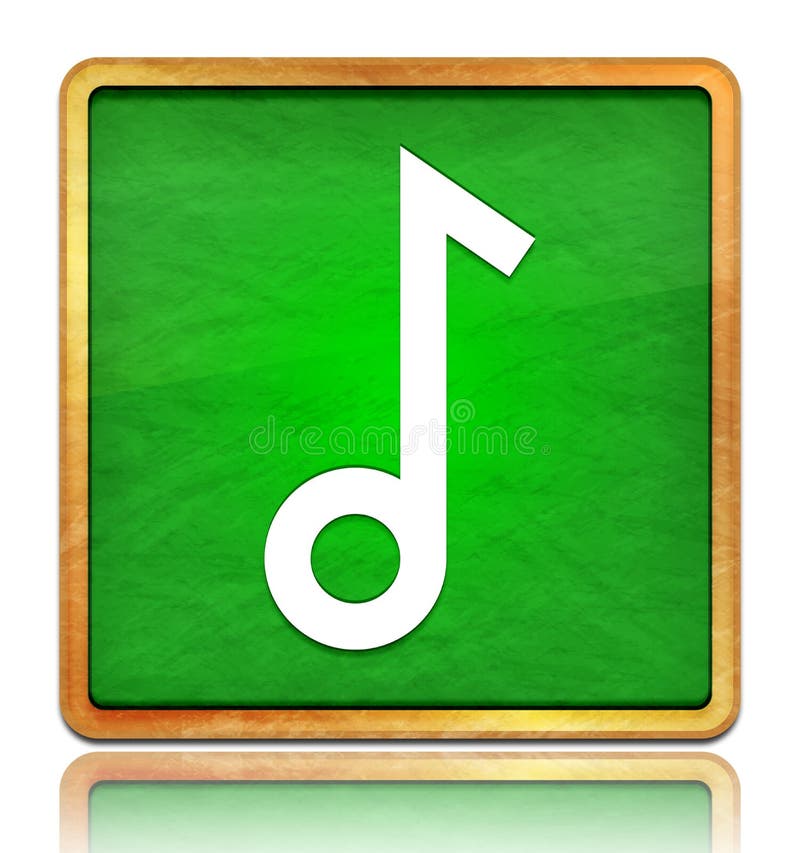 Musical Note Icon Chalk Board Green Square Button Slate Texture Wooden ...