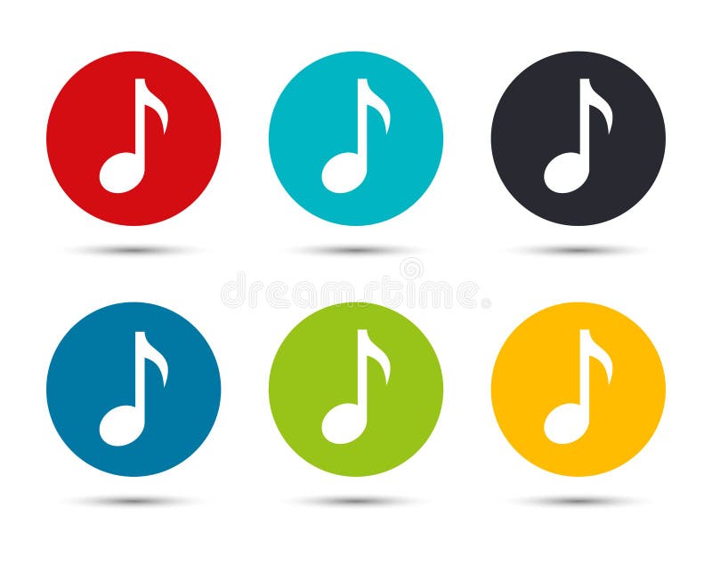 Musical Note Icon Flat Round Button Set Illustration Design Stock ...