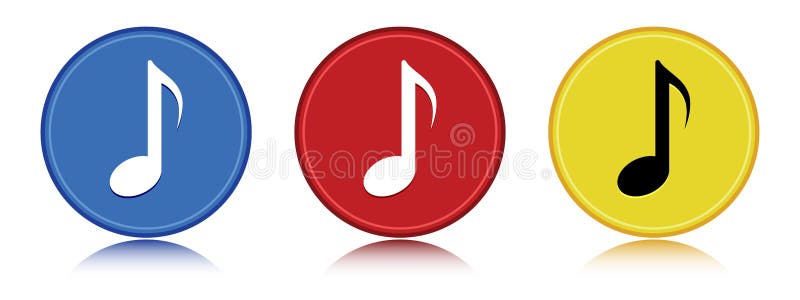 Musical Note Icon Flat Round Button Set Illustration Stock Vector ...