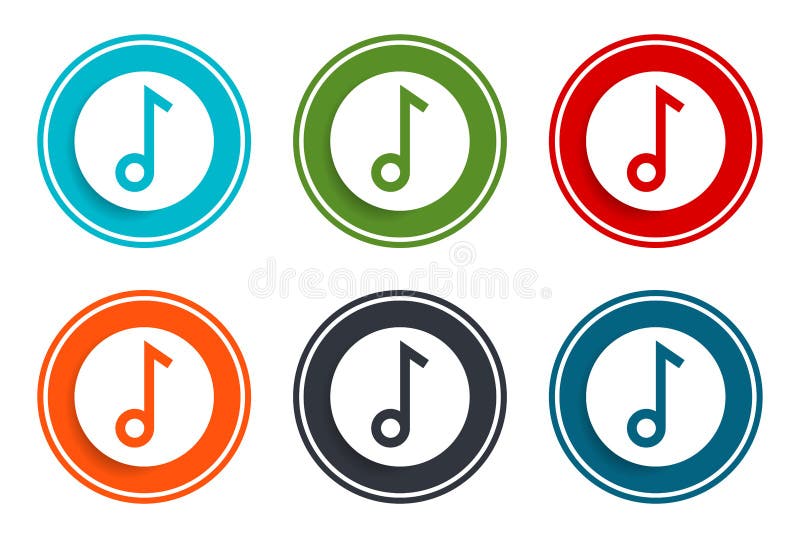 Musical Note Icon Flat Vector Illustration Design Round Buttons ...