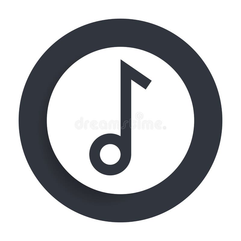 Musical Note Icon Flat Vector Round Button Clean Black and White Design ...