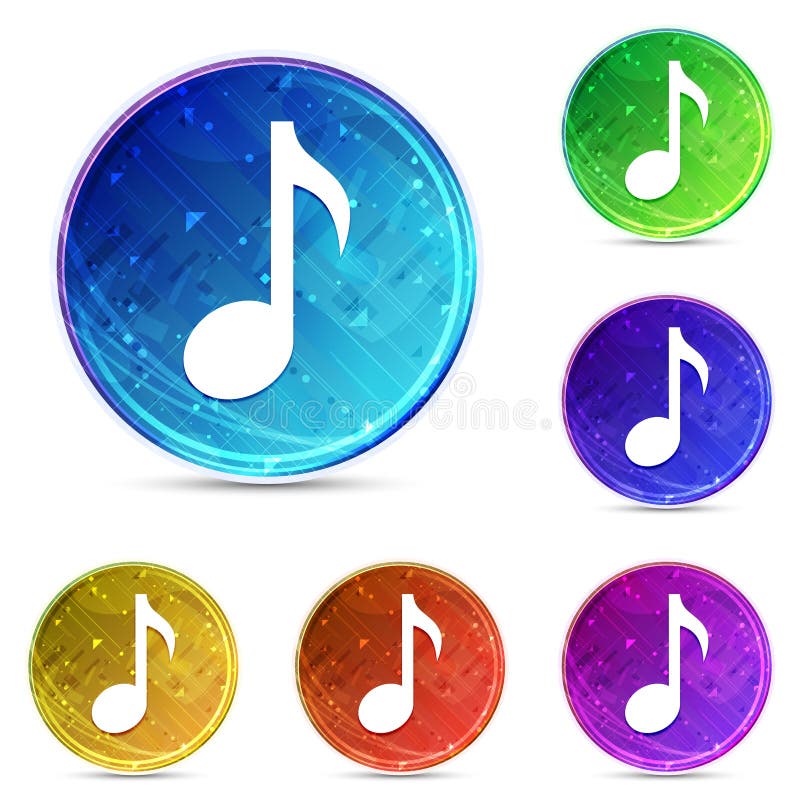 Musical Note Icon Digital Abstract Round Buttons Set Illustration Stock ...