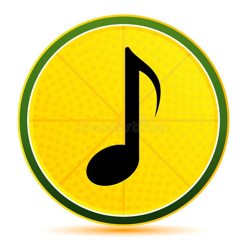 Musical Note Icon Lemon Lime Yellow Round Button Illustration Stock ...