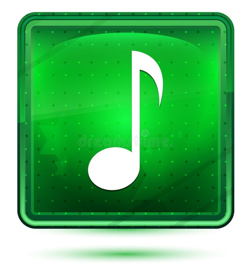 Musical Note Icon Neon Light Green Square Button Stock Illustration ...