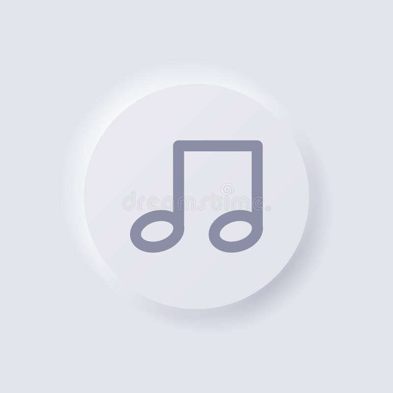 Musical Note Icon, White Neumorphism Soft UI Design. Stock Vector ...