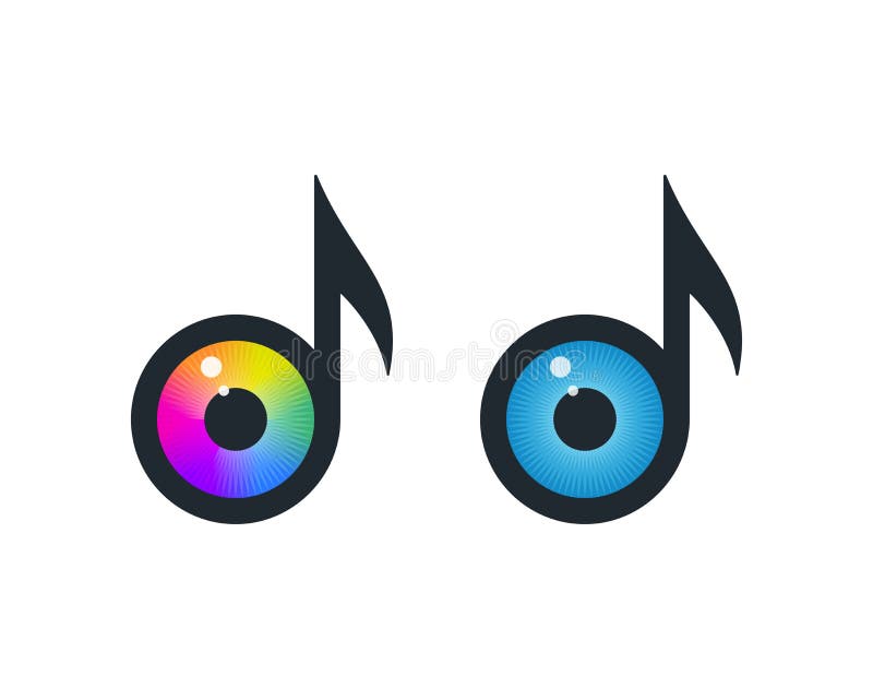 Musical Note Icons with Eyeballs Stock Illustration - Illustration of ...