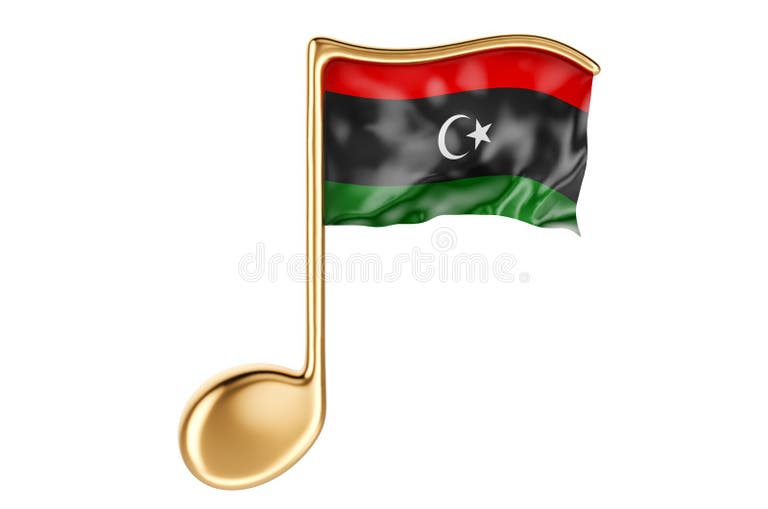 Musical Note with Libyan Flag. Music in Libya, Concept Stock ...