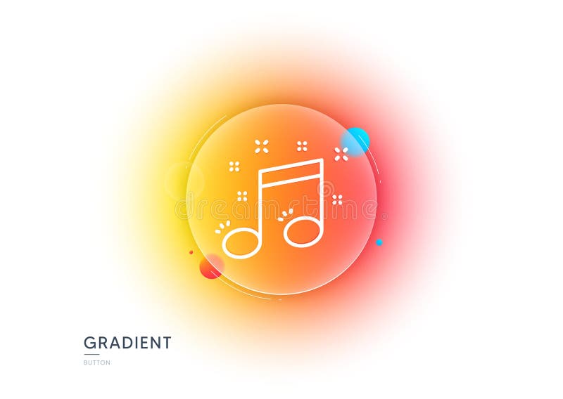 Musical Note Line Icon. Music Sign. Gradient Blur Button. Vector Stock ...