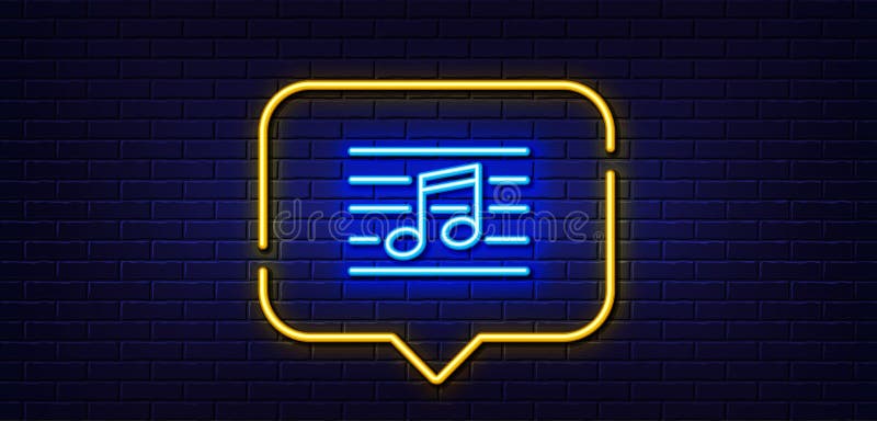 Musical Note Line Icon. Music Sign. Neon Light Speech Bubble. Vector ...