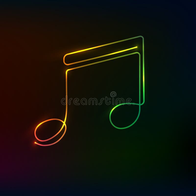 Musical Note.Neon.Continuous Line Drawing.Vector Illustration Stock ...