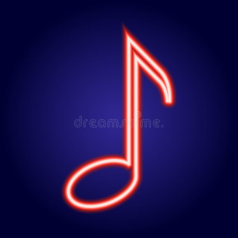 Musical Note Neon Red Glowing of Illustration Stock Illustration ...
