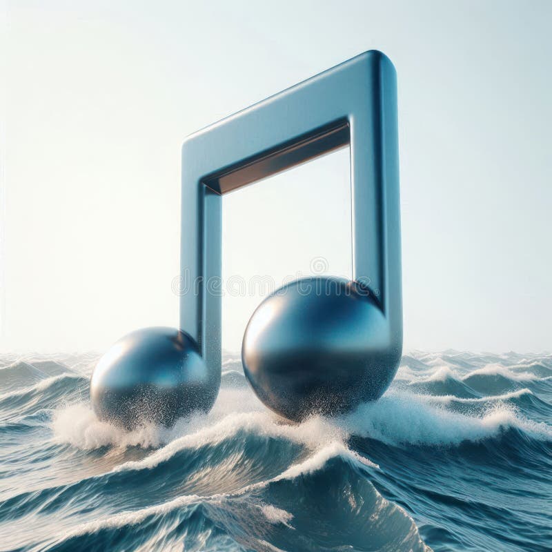 A Musical Note Over the Waves of the Ocean. Stock Image - Image of song ...