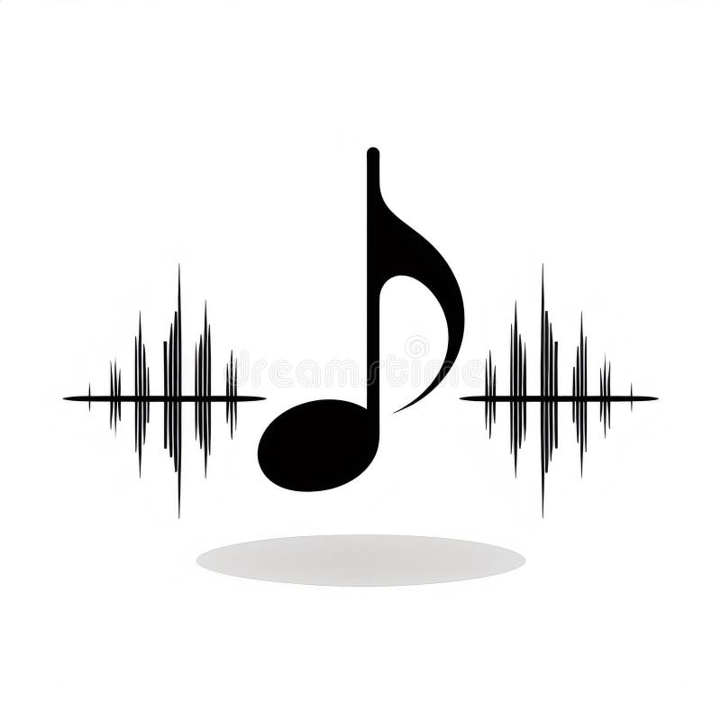 Musical Note Radiating Sound Waves, Symbolizing Digital Audio Streaming ...