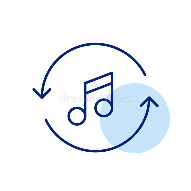 Musical Note in Refresh Arrows. Continuous Playback, Renew Audio. Pixel ...