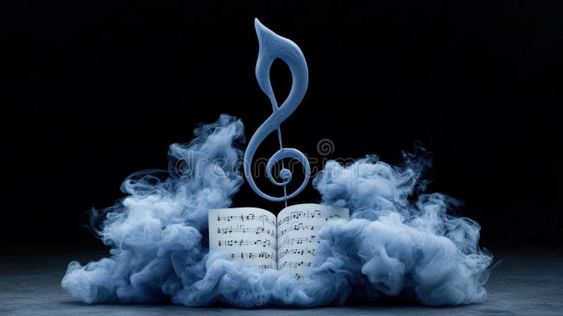 Musical Note and Sheet Music with Smoke Creative Soundthemed Concept ...