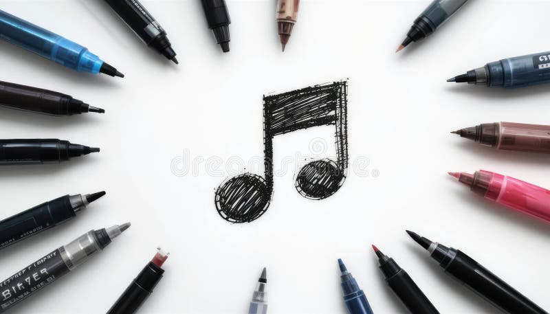 Musical Note Sketch stock illustration. Illustration of white - 373892489