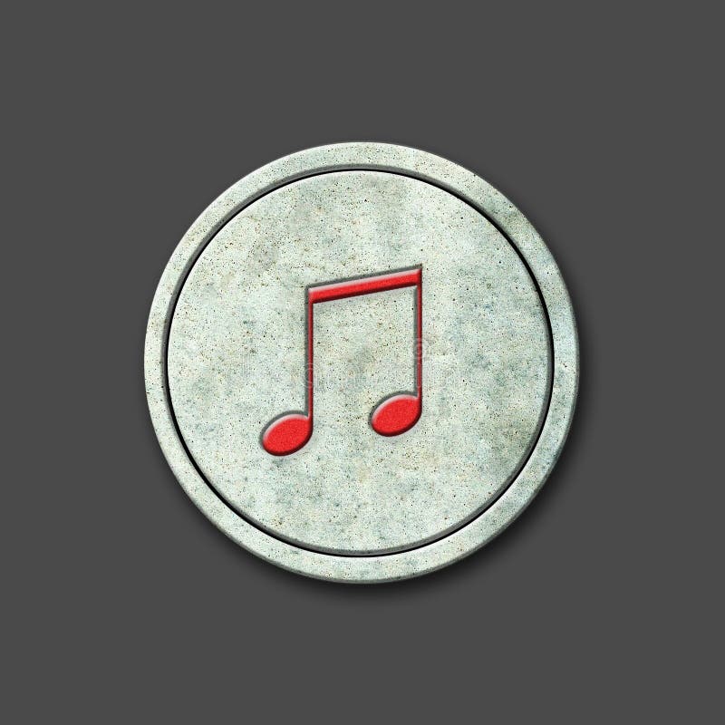 Musical Note. Social Icon on a Round Stone. Isolated on a Gray ...