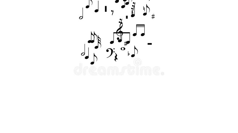 Musical Note Streaming Up in Melody with Composer. Musical Notes Flying ...