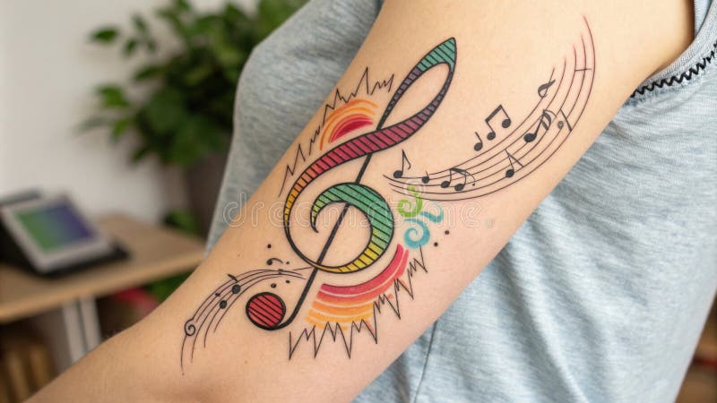 A Musical Note Tattoo that Plays Melodic Sounds and Visualizes Waves of ...