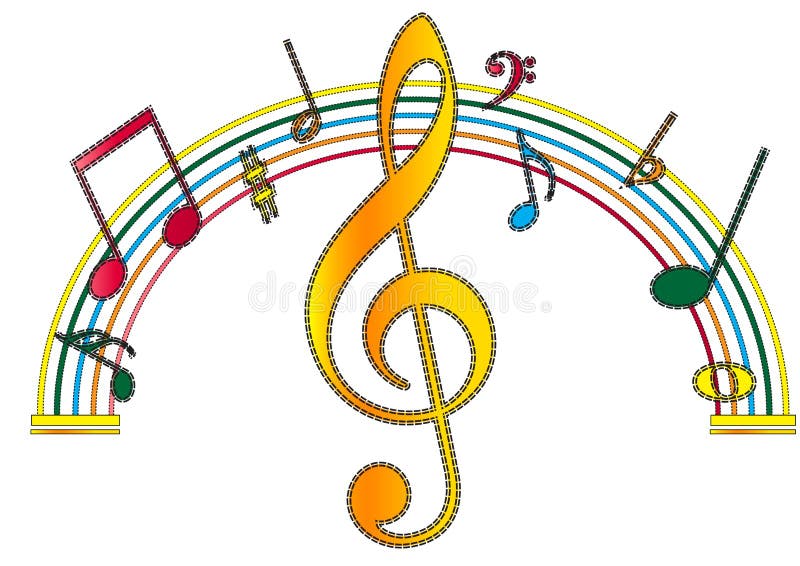 Stylized Treble Clef with Music Notes Isolated Stock Image ...