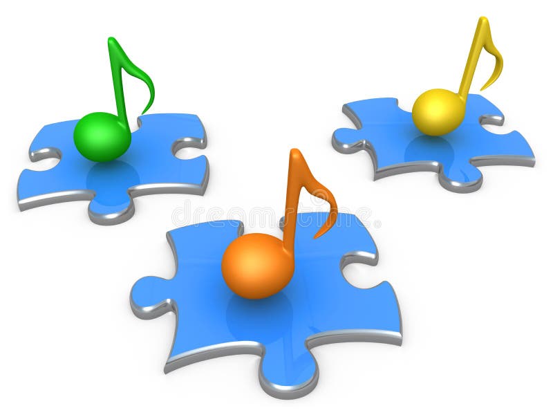Three Dimensional Bunch of Musical Notes Stock Illustration ...