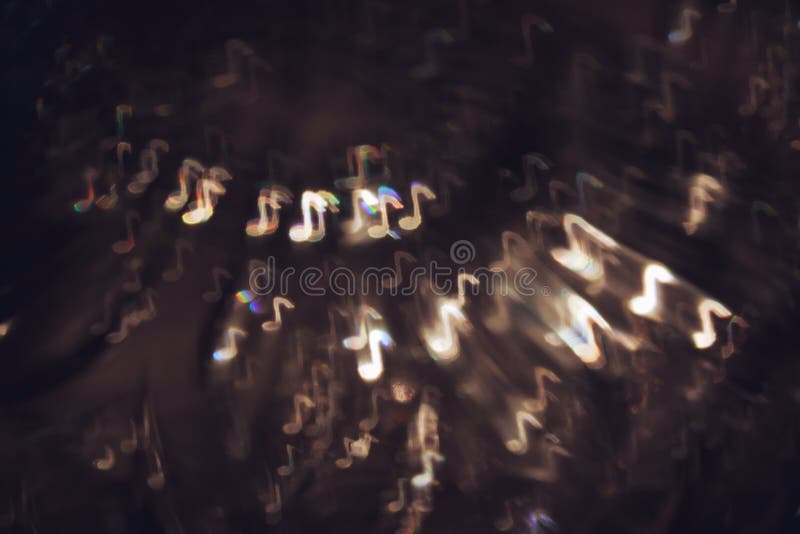Musical Notes on Black Background Stock Image - Image of light, lens ...