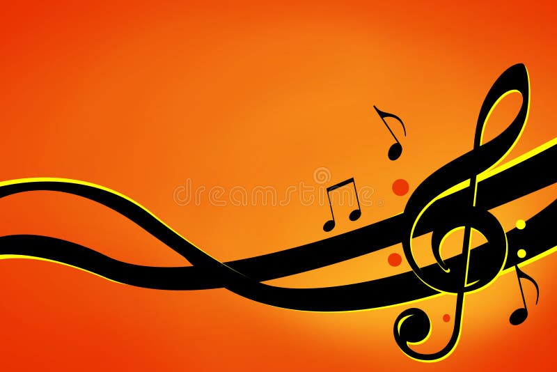 Orange Music Notes Background