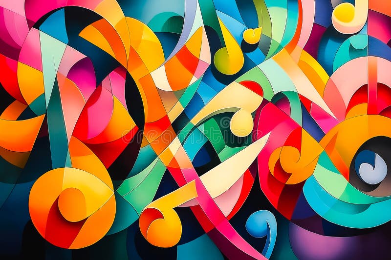 Musical Notes in an Abstract and Dynamic Composition. Let the Musical ...