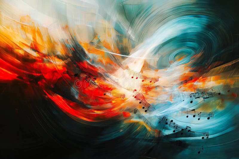 Musical Notes in an Abstract and Dynamic Composition. Let the Musical ...