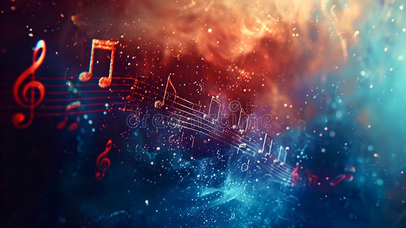 Musical Notes in the Air Abstract Background Stock Image - Image of ...