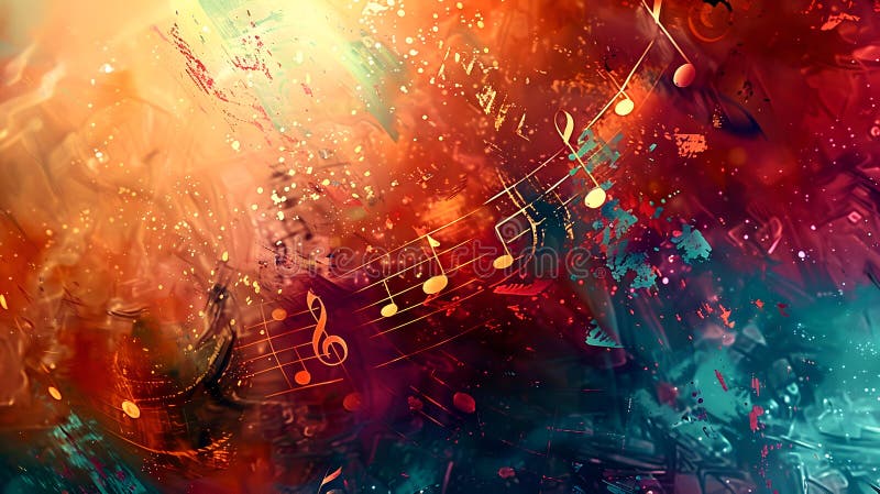 Musical Notes in the Air Abstract Background Stock Image - Image of ...